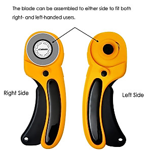 45mm Rotary Cutter, RosyMyth Fabric Cutter, for Paper, Leather Cutting, Quilting Sewing Scrapbooking, Seamstress, Tailors (Yellow)