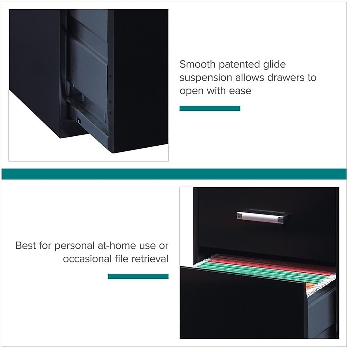 Scranton & Co 18" 3 Drawer Metal File Organizer Cabinet in Black