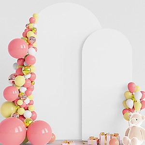 Wokceer Wedding Arch Cover 7.2FT, 6FT Spandex Fitted Wedding Arch Stand Covers 2 Set Round Top Chiara Arch Backdrop Stands Cover for Birthday Party Ceremony Banquet Decoration White