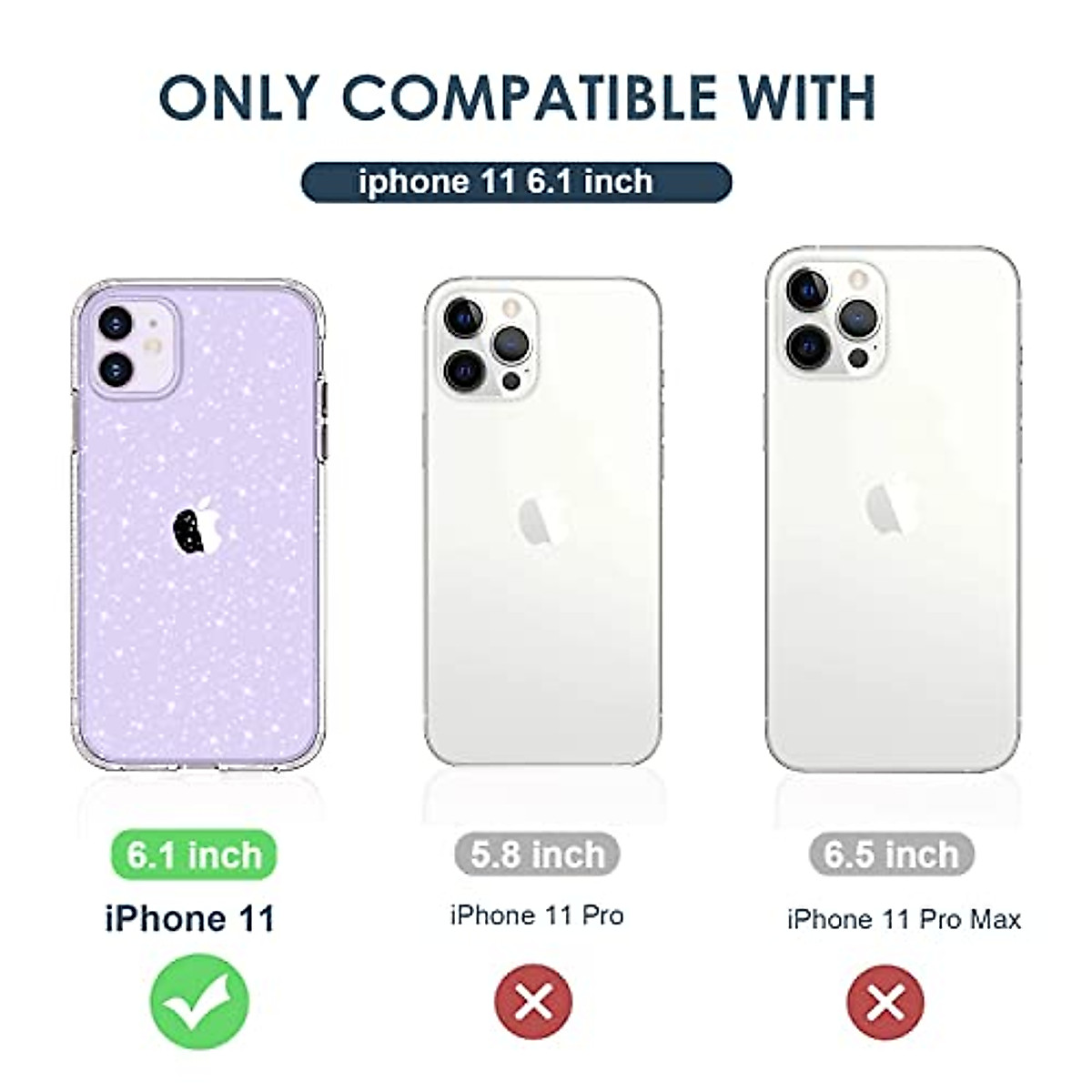 Hython Case for iPhone 11 Case Glitter, Cute Sparkly Clear Glitter Shiny Bling Sparkle Cover, Anti-Scratch Soft TPU Thin Slim Fit Shockproof Protective Phone Cases for Women Girls Girly, Clear Glitter