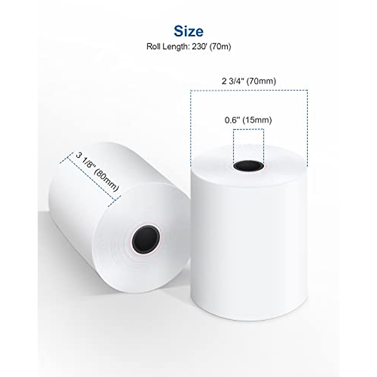 POLONO Receipt Printer, 3 1/8"" 80mm PL330 Thermal Receipt Printer, 300mm/s POS Receipt Printer, 3 1/8” x 230' Thermal Paper, Receipt Paper Suitable for Many Credit Card Terminals, BPA Free, 10 Rolls
