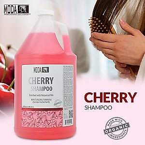MODA - Moisturizing Shampoo for All Hair Types, Cherry, 128 Oz, Professional - Deeply Cleanses and Conditions, Strengthens, Restores and Shine your Hair
