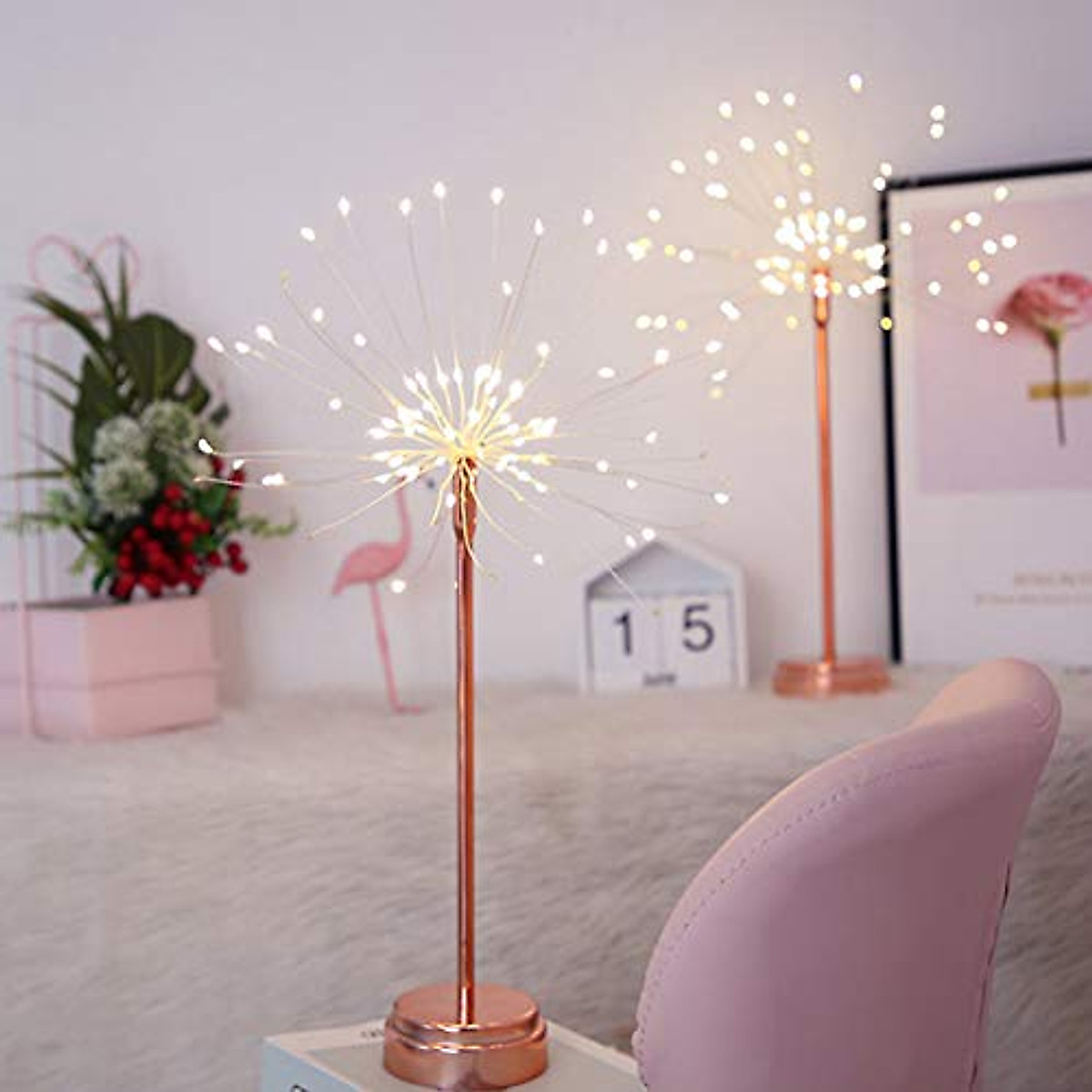 TQNSSM Remote Control LED Copper Wire Fireworks Lights for Home Outdoor Garden Courtyard Wedding Decoration(Warm White)