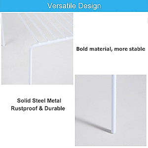 iPEGTOP Set of 2 Kitchen Cupboard Organiser Shelf, Small Size 10.6 x 5.1 Inch Freezer Cabinet Organization Storage Shelf Wire Rack, Steel Metal Shelves for Fridge Pantries Countertops Utensils -White