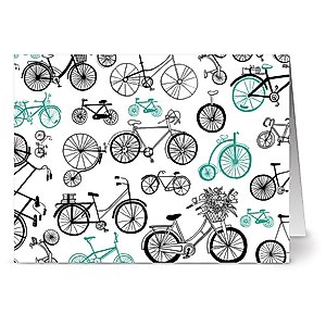 Note Card Cafe Thank You Card Set with Gray Envelopes | 24 Pack | Blank Inside, Glossy Finish | Aqua Bicycle Motif Design | Bulk Set for Greeting, Appreciation, Corporate