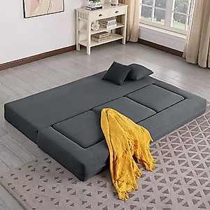 Uoobmope Convertible Floor Sofa Bed, Foldable Sofa Couch with 3 Ottomans, Memory Foam Fold Out Sleeper, Folding Mattress Futon Sofa Bed for Living Room/Bedroom/Studio-Dark Grey
