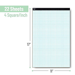 Mr. Pen Graph Paper, Grid Paper, 4x4 (4 Squares per inch), 17"x11", 22 Sheet