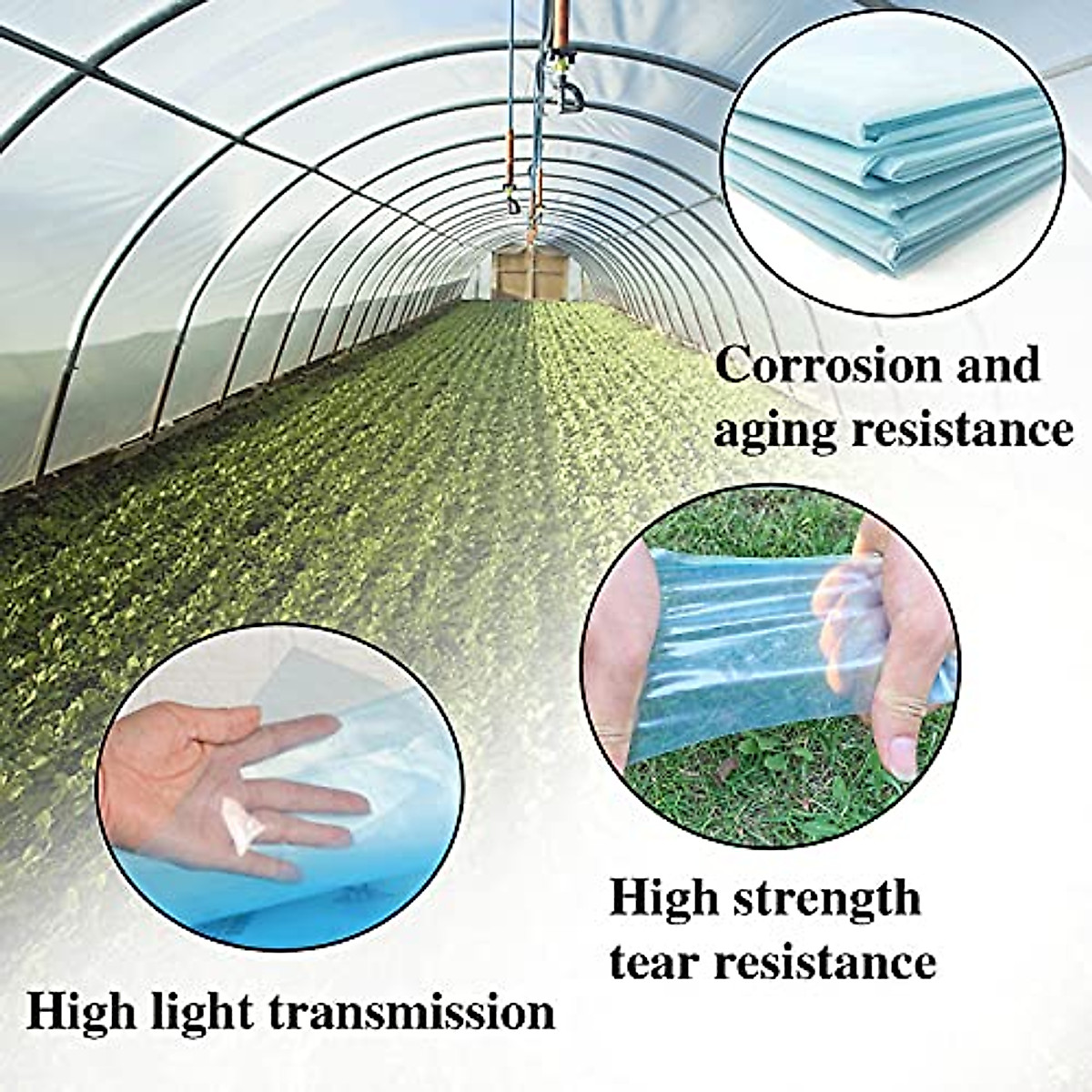 SHANGXING 2 Pack Greenhouse Clear Plastic Film-6.5 x 9.8 Ft Polyethylene Greenhouse Plant Cover Sheeting UV Resistant for Horticulture,Garden and Agriculture (2pcs)