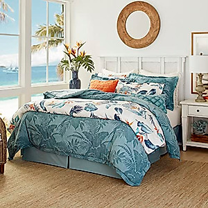 Tommy Bahama - California King Comforter Set, Cotton Bedding with Matching Shams & Bedskirt, All Season Home Decor (Abalone Blue, California King)