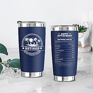 Zeiniua Retirement Gifts for Men, Best Retirement Gifts for Teachers Coworkers Boss, Retired Gifts for Men, Happy Retirement Gifts for Men, Funny 20oz Retirement Coffee Tumbler Cup (Navy)