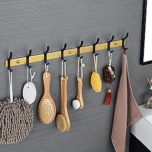 Alise Coat Rack Wall Mount,Coat Hanger Rail with 8 Double Coat Hooks for Hanging Coats,SUS304 Stainless Steel Towel Hanger Hook Racks for Purse Clothes Entryway Jacket Hats,Brushed