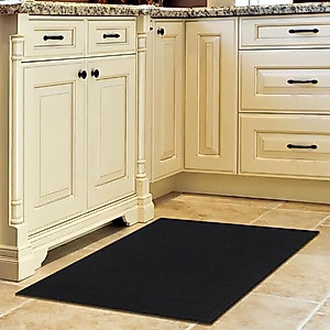 Ottomanson Ottohome Collection Non-Slip Rubberback Modern Solid Design 2x3 Indoor Area Rug/Entryway Mat, 2'3" x 3', Black