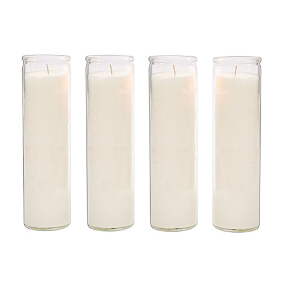 Brilux Classic White Candles in Glass, Set of 4, 8-INCHES Tall