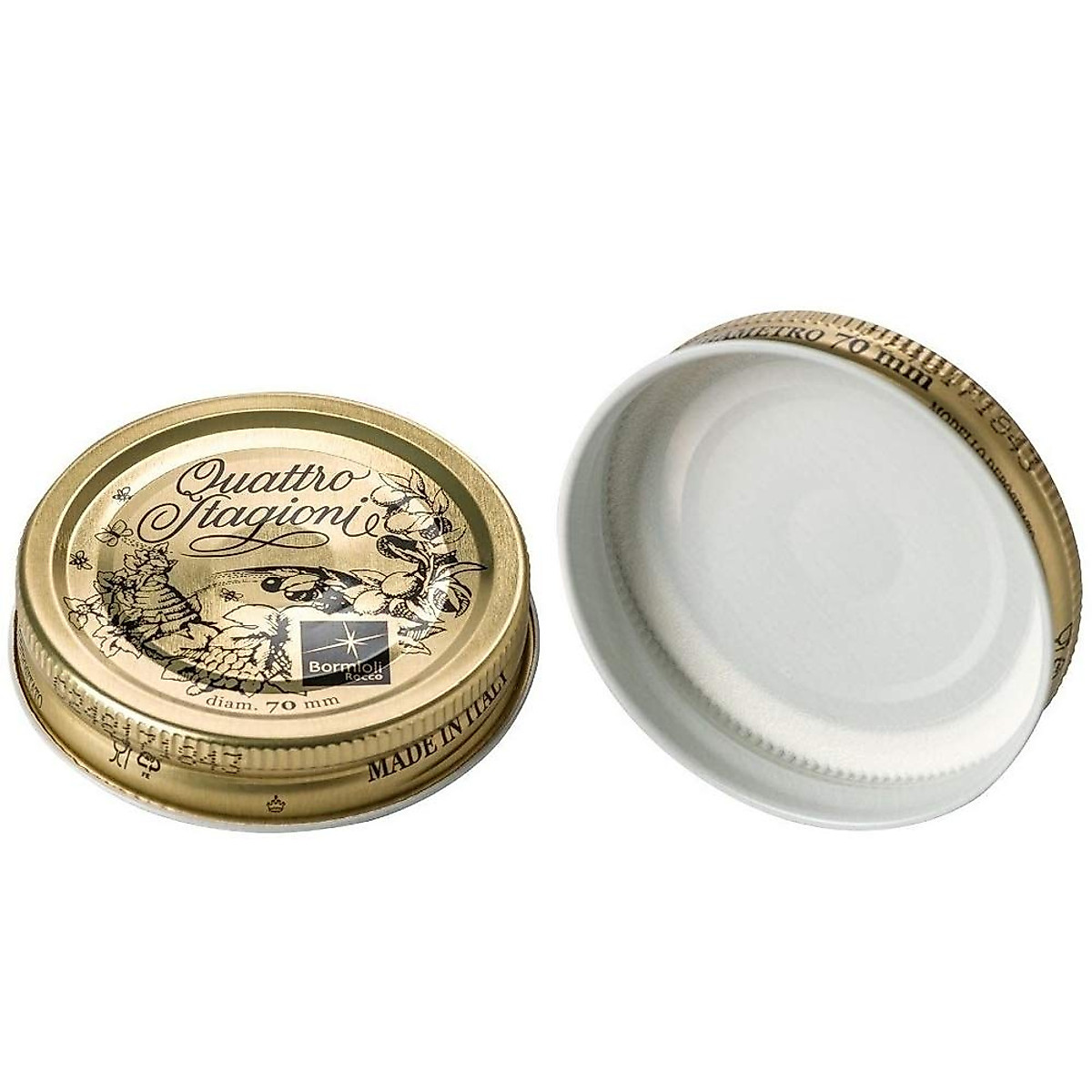 Bormioli Rocco Quattro Stagioni 2.75" Flip Top Canning Jar Lids, Rustic Gold