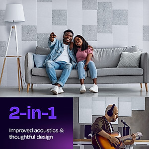 Ekkogo Acoustic Panels 12-Pack Soundproof Wall Panels 12"X12"X0.4" Sound Panels High Density Sound Dampening Panels - [White Square]