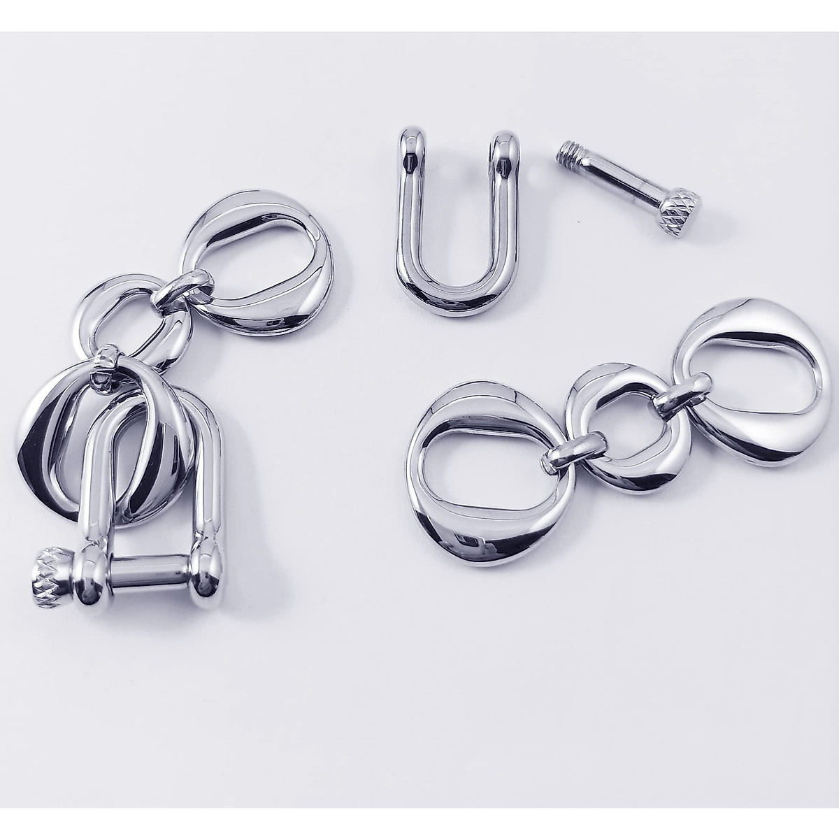 DEWGEM Hoops Dangling Plugs Link Dangle Ear Gauges for Ear Tunnels Stainless Steel Dangling Plugs and Tunnels Ear Stretching Kits Dangle Gauges Ear Plugs for Women Size 6G(Silver & Links)