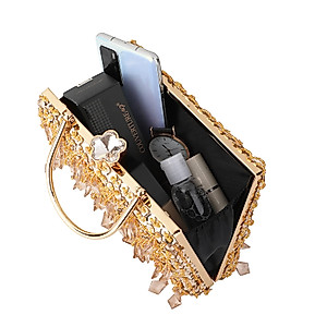 UBORSE Women Wedding Clutch Rhinestone Bling Sequin Evening Bags Vintage Crystal Beaded Cocktail Party Party Purse (Gold762)