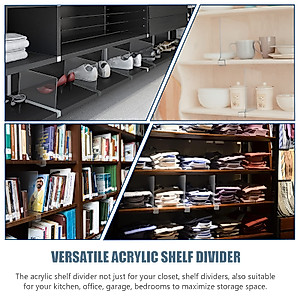 Clear Acrylic Shelf Dividers for Closet Organization Transparent Closet Shelf Divider Organizer Multi Functional Wood Closet Separator for Storage in Bedroom, Kitchen, Office (16 Pieces)