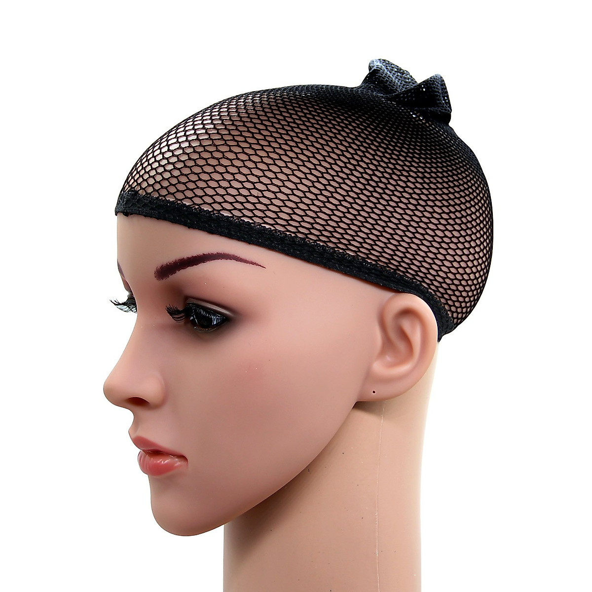 Blisstime Pack of 12 Wig Cap Open End Mesh Net Liner Weaving Cap (black)
