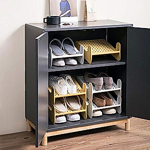 TAZSJG Stackable Shoe Storage Rack Nordic Simple Shoe Rack Home Plastic Shoe Cabinet Layered Finishing Racks (Color : B)