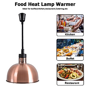 KOUWO Hanging Food Heat Lamp Overhead Food Lamp Warmer Food Light (Dia 29CM(Copper))