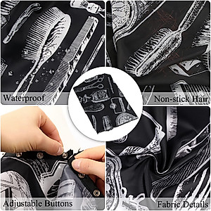 FEBSNOW Waterproof Barber Cape and Neck Duster Brush Hair Cutting Cape with Adjustable Snap Button, 43.3 × 57 Inches Large Salon Cape for Hair Treatment Haircut Dyeing Perm (Printing Style)