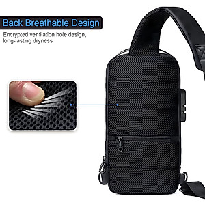 Glivpny Waterproof travel Crossbody Bag for Men,Anti Theft Sling Bag with USB Charger Port,Shoulder Hiking Chest Bags for Outdoor(Black-9530)