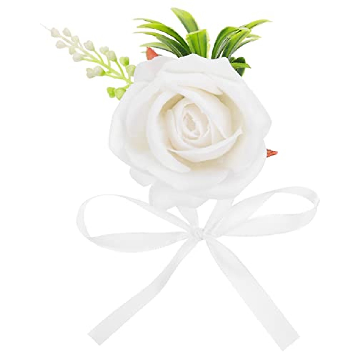 Garneck Wrist Flower Wedding Decor Wrist Corsage Bridesmaid Bracelets Corsage Wristlet Band Bridesmaid Wrist Chains Wrist Corsage Flowers Wedding Dress Plastic Decorative Flower White