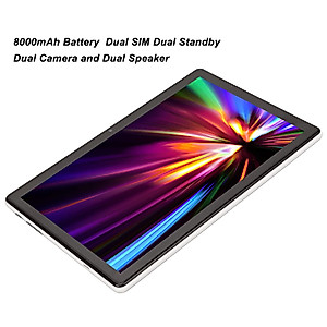 10in Tablet for Android11, 2.4G 5G WiFi Kids Mini Tablet, Dual SIM Card 4G Phone Calling, 8GB RAM 128GB ROM, 8000mAh Battery, 5MP 8MP Camera, Octa Core CPU (White)