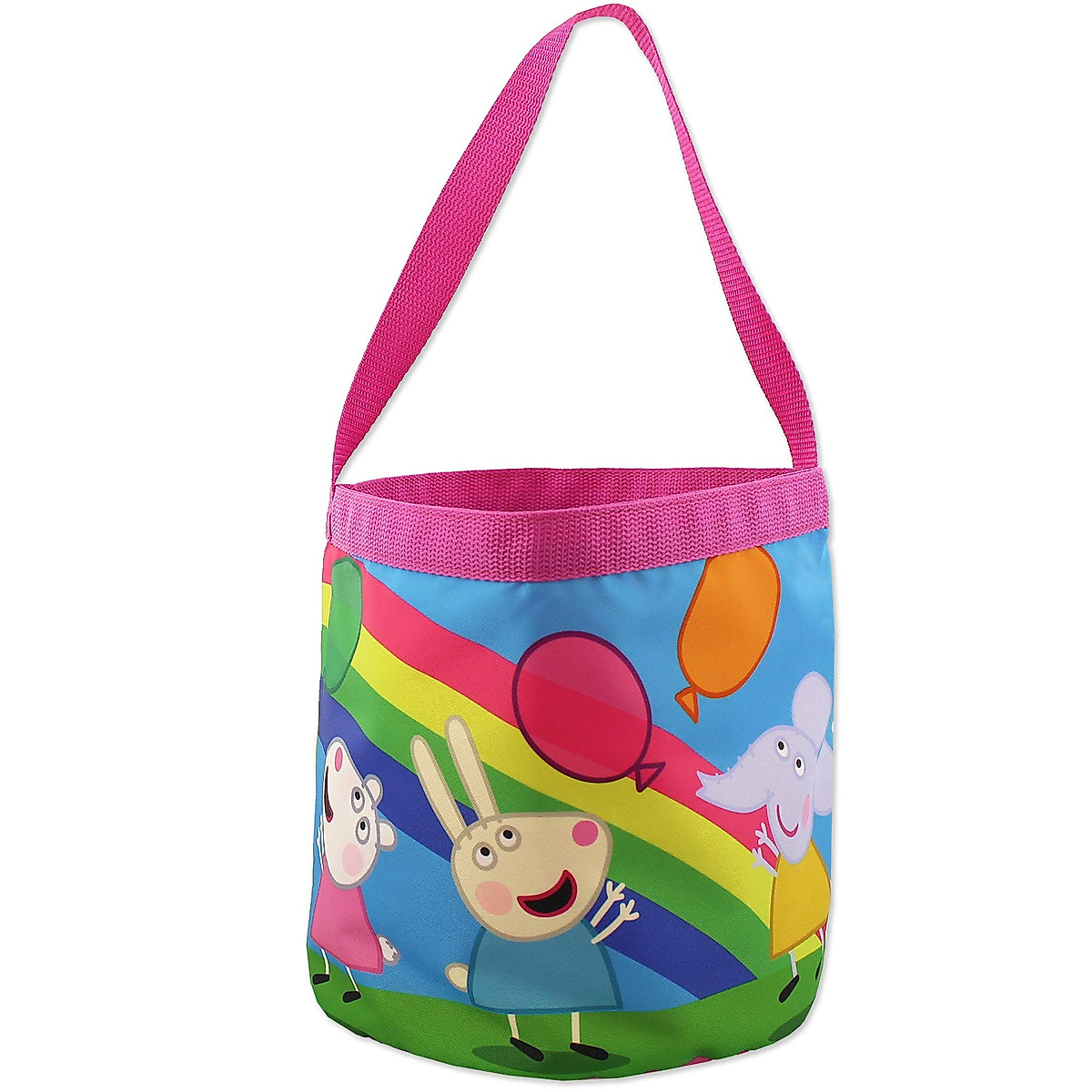 Peppa Pig Girls Collapsible Nylon Bucket Toy Storage Gift Tote Bag (One Size, Multicolor)