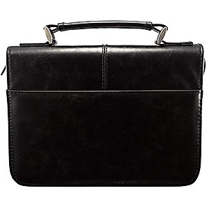 Christian Art Gifts Men/Women's Classic Bible Cover Faith Badge, Black Faux Leather, Large