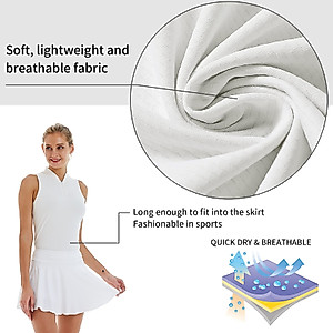 LastFor1 Women's Golf Polo Sleeveless Shirt Zip-Up UPF 50+ UV Protection Athletic Tops Slim Fit Quick Dry Lightweight White S