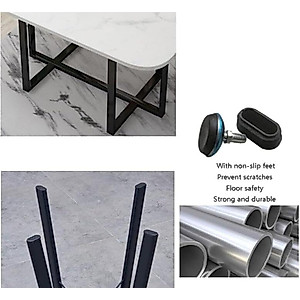 Topjia Rectangle/Oval Dining Table Set for 6 Chairs,Modern Dining Table & Coffee Table and 1Table and 6 Chairs Chair Set,for Kitchen Lounge Living Room,7-Piece Meeting Room Table, Black and White