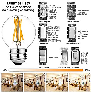 LiteHistory Dimmable Wall sconces Edison Bulb G16.5 6W Equal 60 watt AC120V Warm 2700K E26 Light Bulb for Pendant,Chandeliers,Vanity, 600lm 6Pack