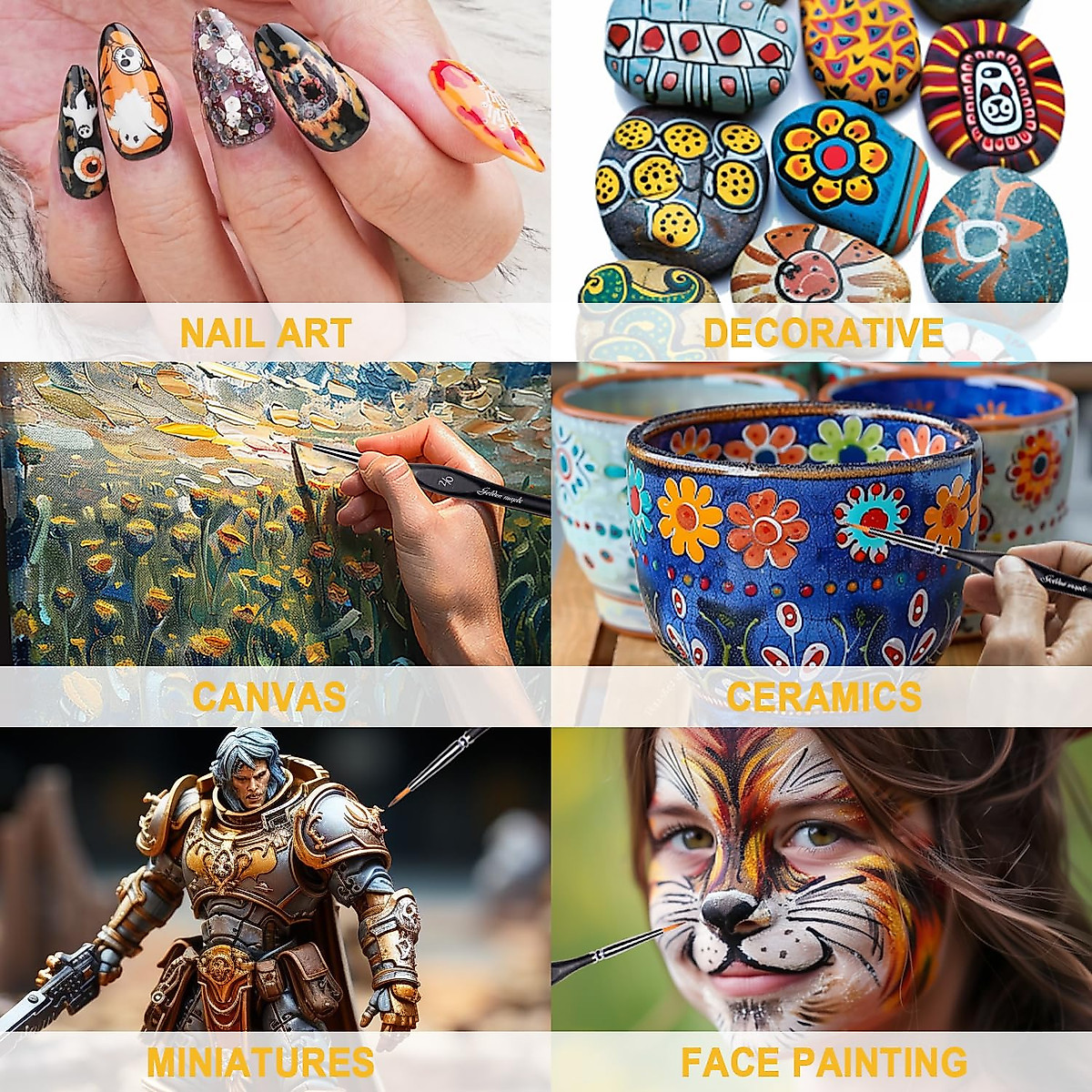 Miniature Paint Brushes, 15PC Model Brushes Micro Detail Paint Brush Set, Fine Detailing for Acrylics, Oils, Watercolors & Paint by Number, Citadel, Figurine, Warhammer 40k (Black)