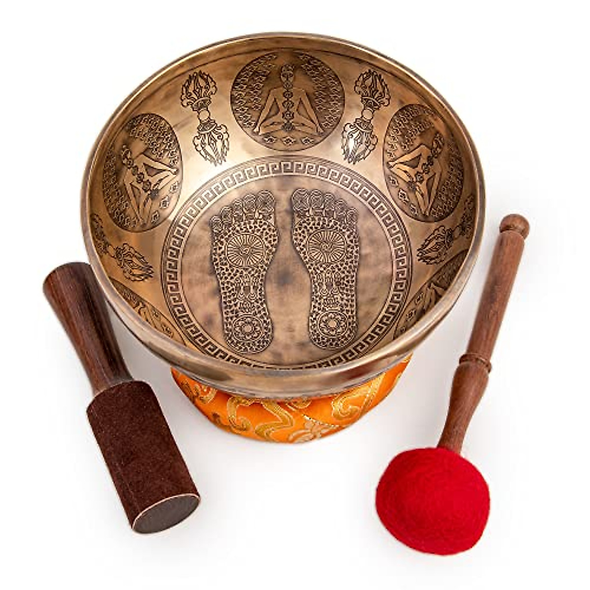Large Tibetan Singing Bowl Set - 8.5" Master Healing Grade For Sound Bath Chakra 7 Metal Meditation Yoga By Himalayan Bazaar