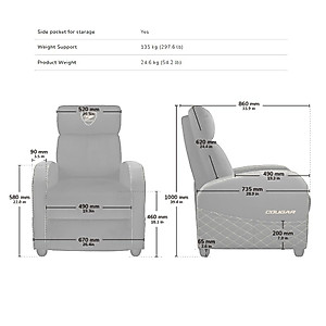 COUGAR Ranger Elite Gold Gaming Sofa, Plush Velvet Upholstery, Side Pocket, Foldable Footrest & Reclining Backrest