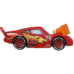 Disney Car Toys Lightning McQueen with Cone, Miniature, Collectible Racecar Automobile Toys Based on Cars Movies, for Kids Age 3 and Older, Multicolor