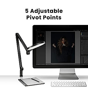 Lume Cube Edge LED Desk Light | Remote Work Swing Arm Desk Lamp with Clamp | Video Conferencing lighting, Zoom Webcam, Task Light, Drafting Light, Table Lamp | Adjustable Brightness, Color Temperature