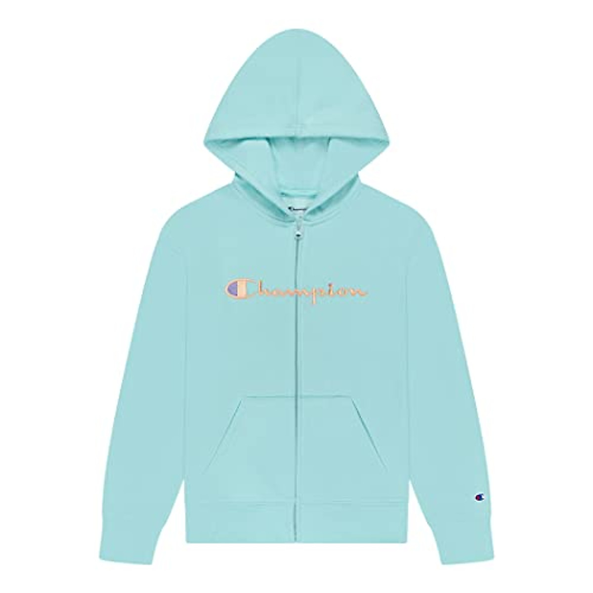 Champion Girls Sweatshirt Full Zip Up Fleece Hoody Sweatshirt Top Kids Clothes (Signature Blue Mist, Large)