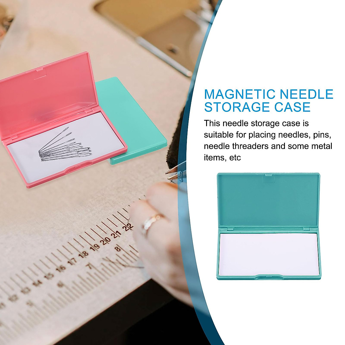 PATIKIL Magnetic Needle Storage Case, Plastic Portable Sewing Pin Keeper Needle Organizer Box Container for Embroidery Knitting Stitching, Dark Green