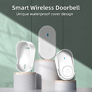 Wonderful Home Wireless Doorbell with IP65 Waterproof 1050 Feet/320M and 5 Adjustable Volume Levels 38 Melodies Doorbell Chime and LED Flashing