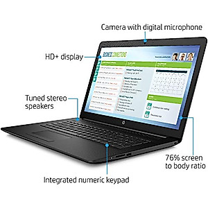 HP Newest 17.3" Laptop Intel i3 1005G1 8GB 1TB HDD Jet Black Windows 10 Home in S Mode with GS HDMI Cable