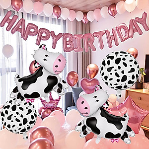 Foil Heart Balloon Heart Shaped Balloons -Love Mylar Balloons Balloons for Engagement Party Decorations,Mother's Day Decorations Wedding Birthday Anniversary (4Pcs Cow Balloons)