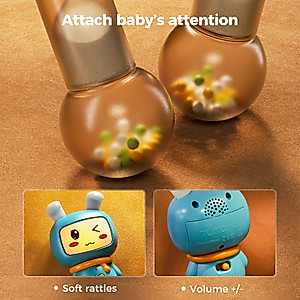 TUMAMA Baby Rattle Music Toy,Light and Sounds Toy for Toddler 6 7 8 9 10 11 12 Months,Hand Rattle Stick，Baby Educational Musical Instrument,Baby Sleep Soother Toy,Musical Baby Toys 6 Months Up(Blue)