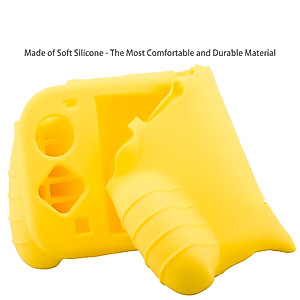 YoRHa Handle Grip Soft Silicone Rubber Protective Cover Case (Mango Yellow) x 1 and Thumbsticks x 4 for Nintendo Switch Lite - 9.2019 Slim Model