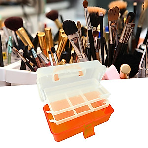 Three-Layer Clear Plastic Storage Box, Craft Organizer Folding Craft Organizer with Handle Organizer Box for Sewing Art and Cosmetic(Orange)