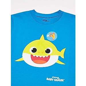 Pinkfong Boys' Toddler Baby Shark Short Sleeve T-Shirt, Turquoise, 3T