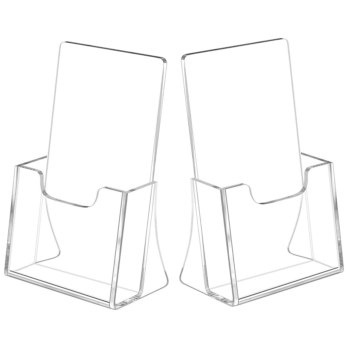 NIUBEE Acrylic Brochure Holder for 4’’ Trifold Pages, 50% Thicker Countertop Acrylic Literature Holder Plastic Flyer Display Stand for Magazine, Pamphlet, Booklets, Menu, Journals, 2 Pack