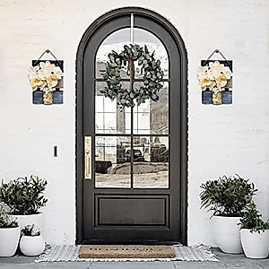 Dailyart Mason Jar Sconces Wall Decor, Rustic Mason Jar Wall Sconce Hanging Mason Jar Sconces with LED Fairy Lights, Farmhouse Wall Decor Country Decorations for Home, Set of 2